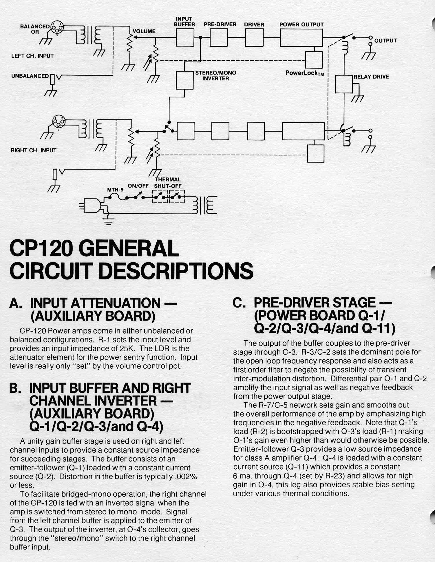TAPCO CP120 Power Amp Service manual
